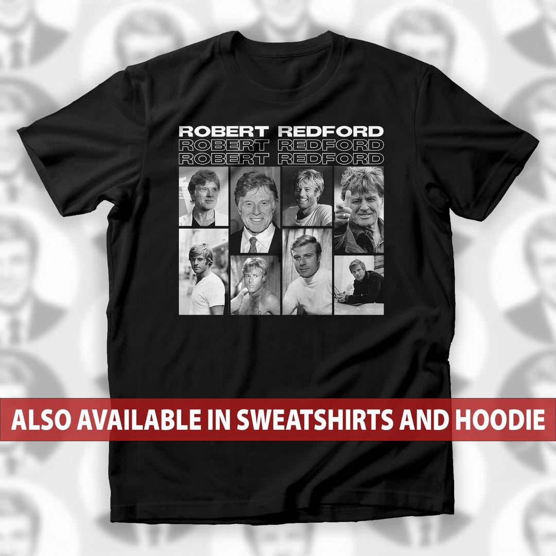Robert Redford Hollywood Icon Collage T-shirt, 9 Vintage Film Portrait ...