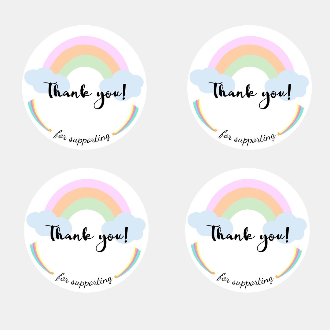 Thank You Rainbow Sticker Watercolor Thank You Seal Rainbow - Etsy