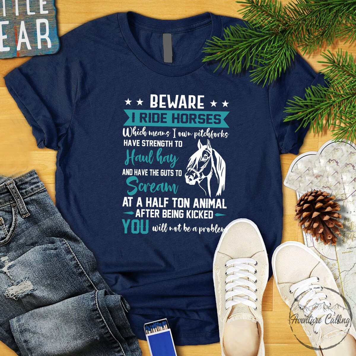 Horse Shirt Beware I Ride Horses Men's Equestrian - Etsy