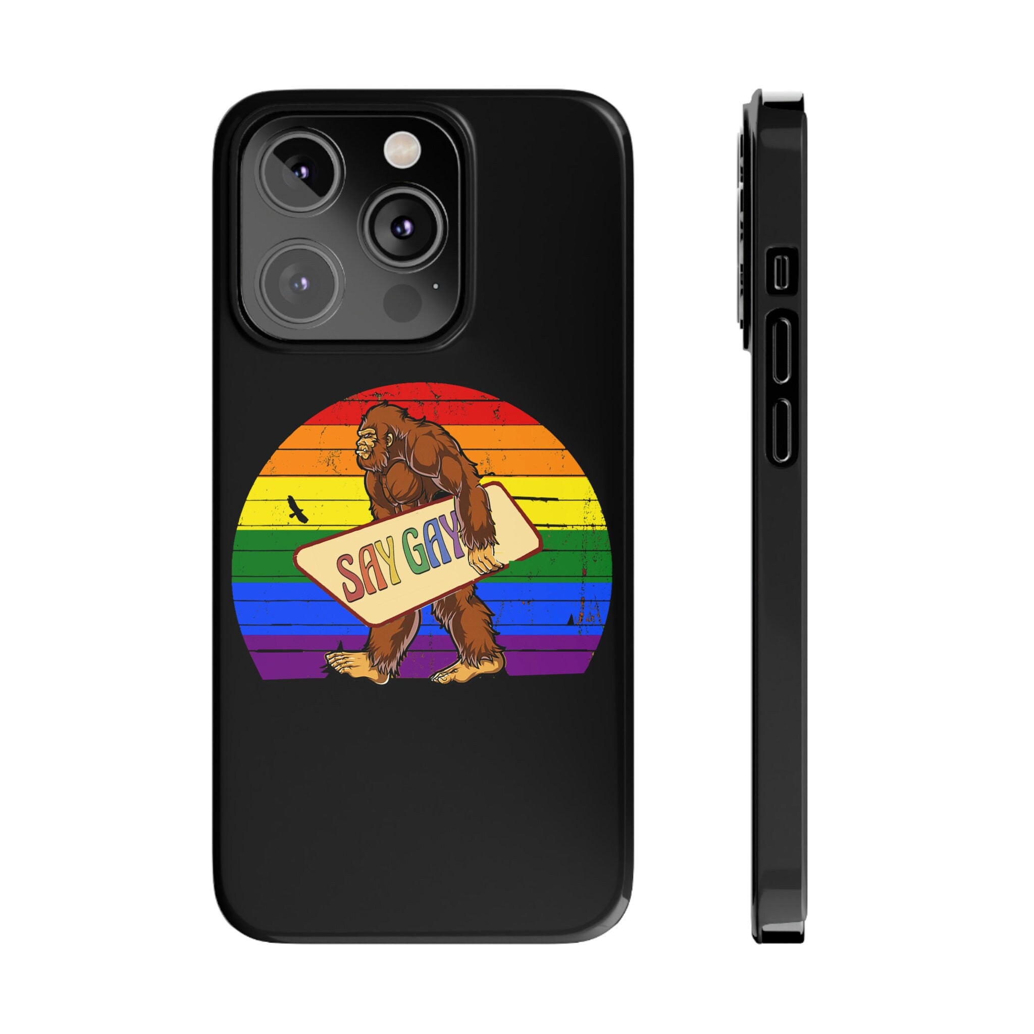 Bigfoot Carrying LGBT Say Gay Poster Rainbow Be Kind Anti-racism ...