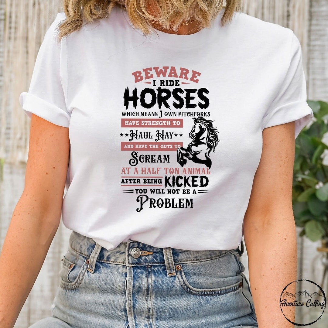 Horse Shirt, Beware I Ride Horses Men's Equestrian Horseback Shirt, Horse Lover Gift, Horse ...