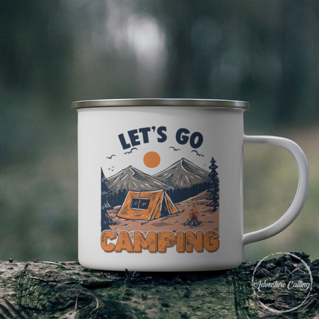Camping Enamel Mug, Let's Go Camping, Camping Lover Gift, Happy Camper ...