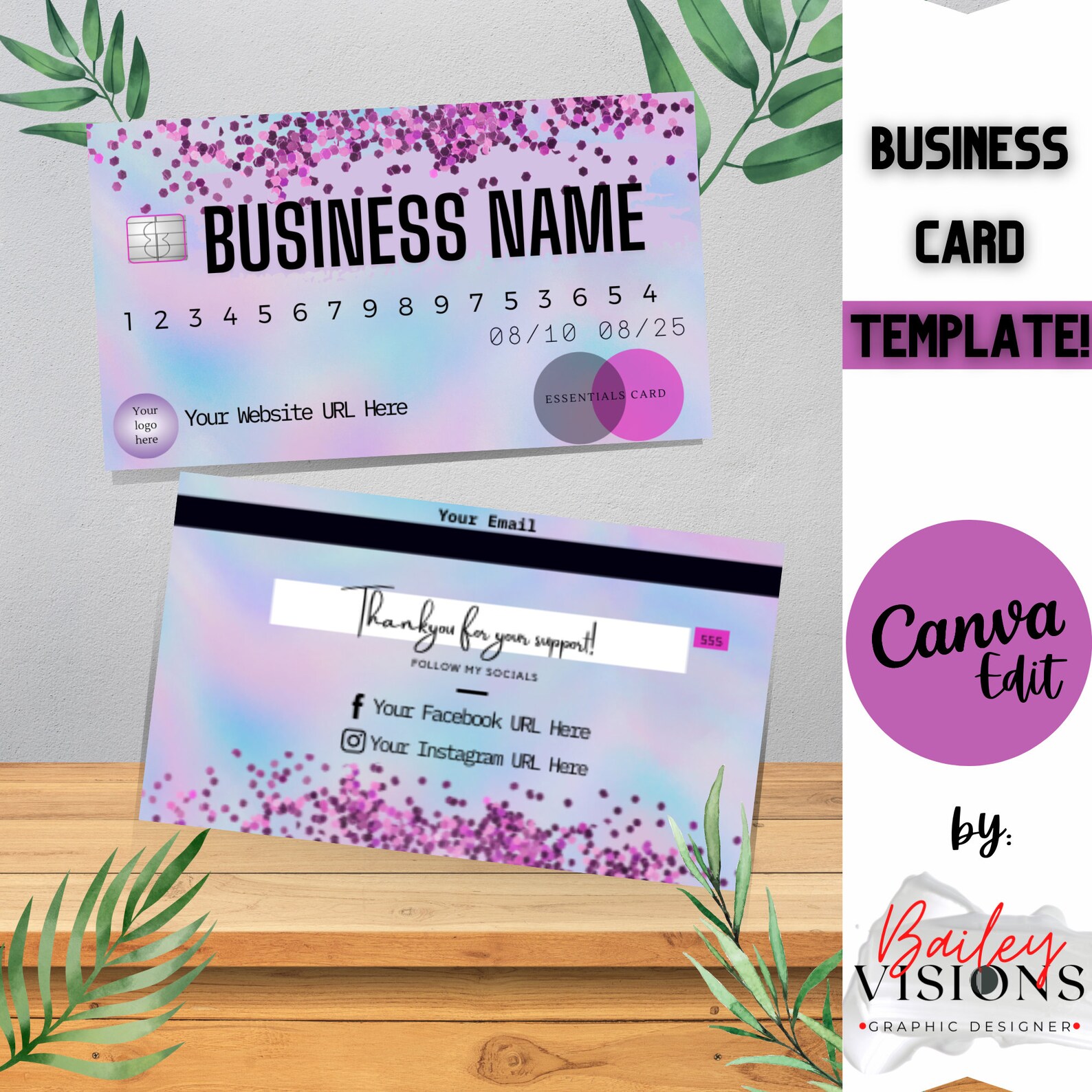 PRINTABLE Business Card Template Etsy Business Debit Card | Etsy