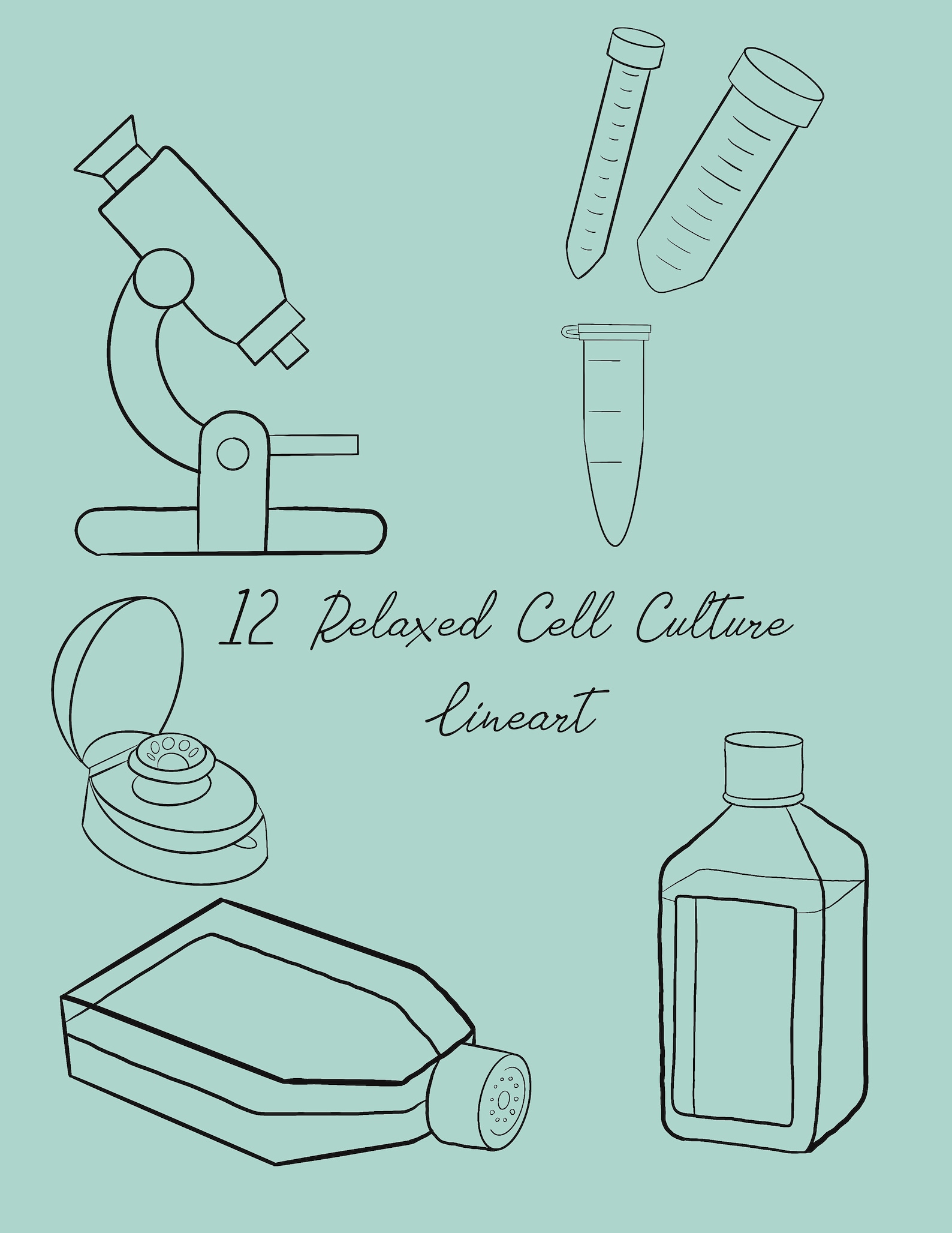 12 Relaxed Cell Culture Lineart Clipart - Etsy