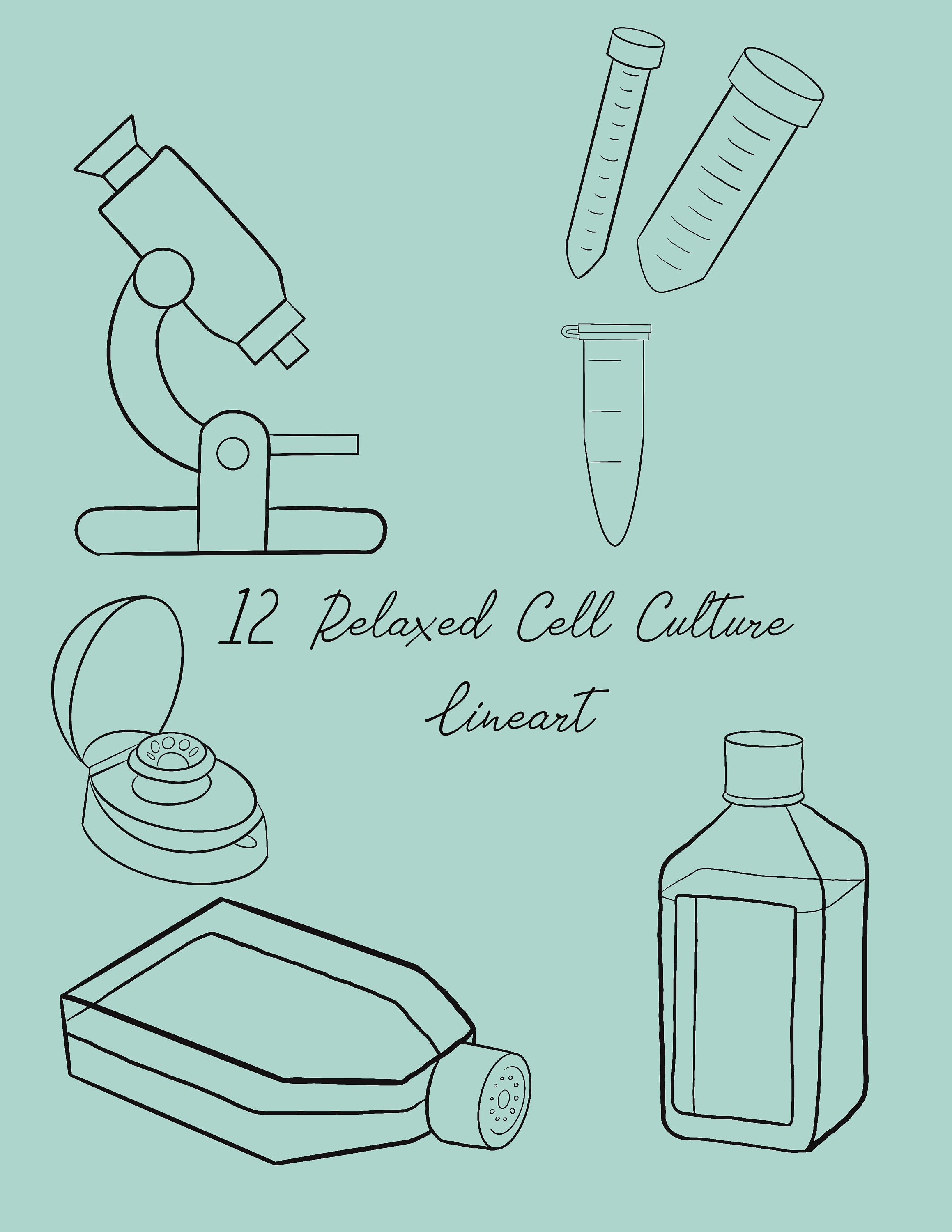 12 Relaxed Cell Culture Lineart Clipart - Etsy