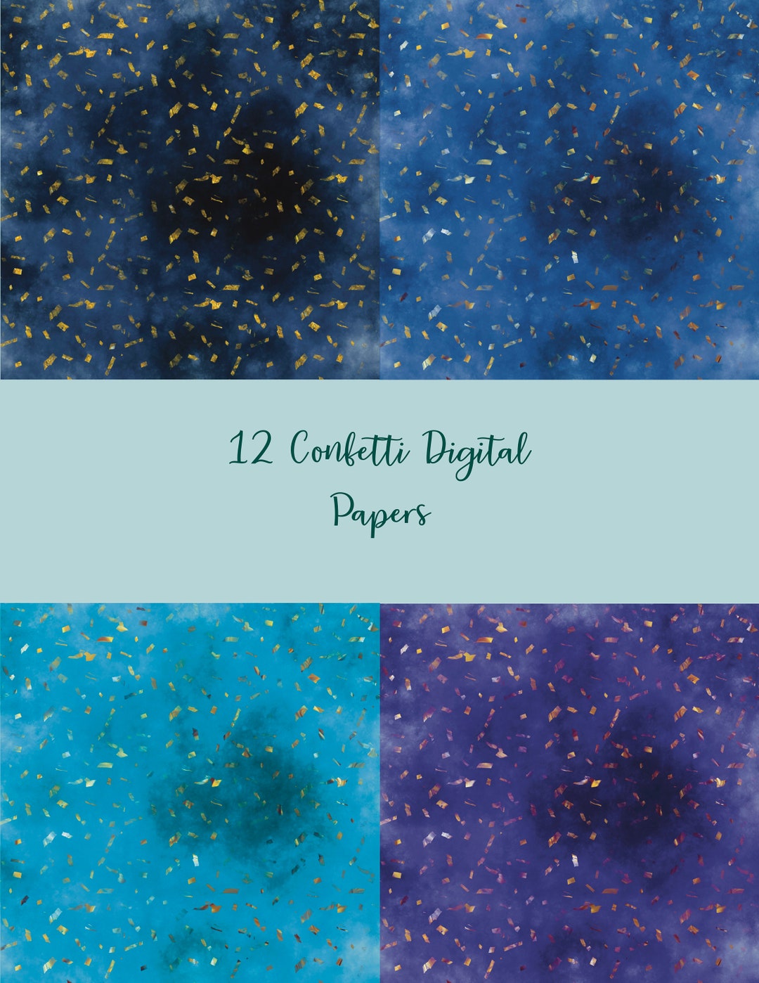 12 Confetti Watercolor Digital Papers - Etsy