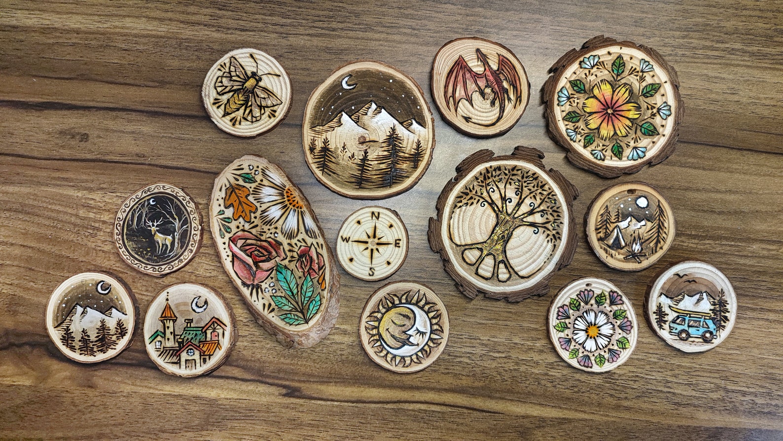 Handcrafted Pyrography Wood Slice - Etsy