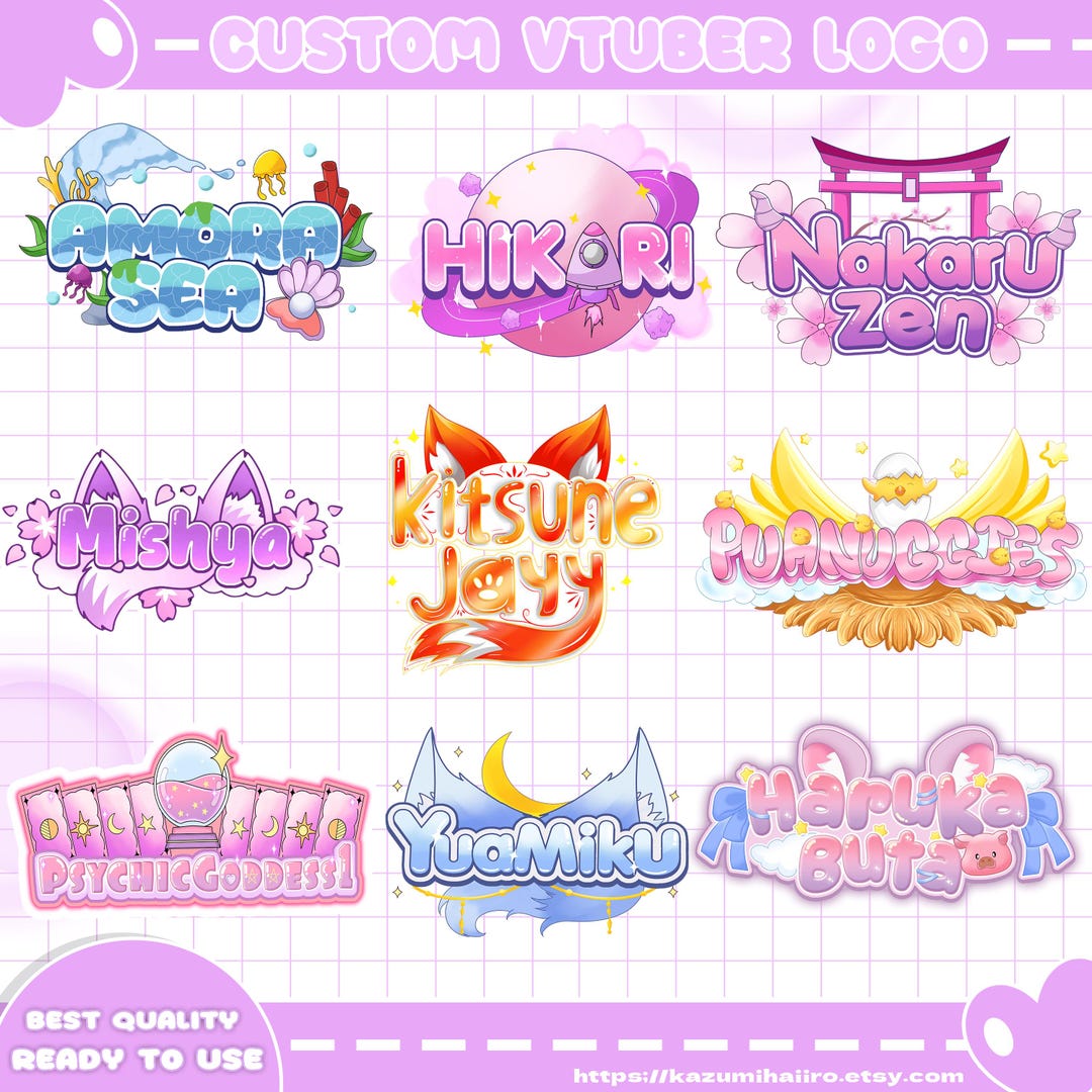Kawai Logo, Custom Vtuber Logo, Custom Vtuber Logo Kawaii, Cute ...