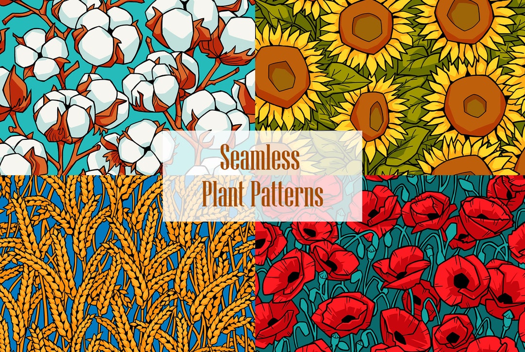 Seamless Plant Patterns Design, Seamless Patterns, Digital Background ...