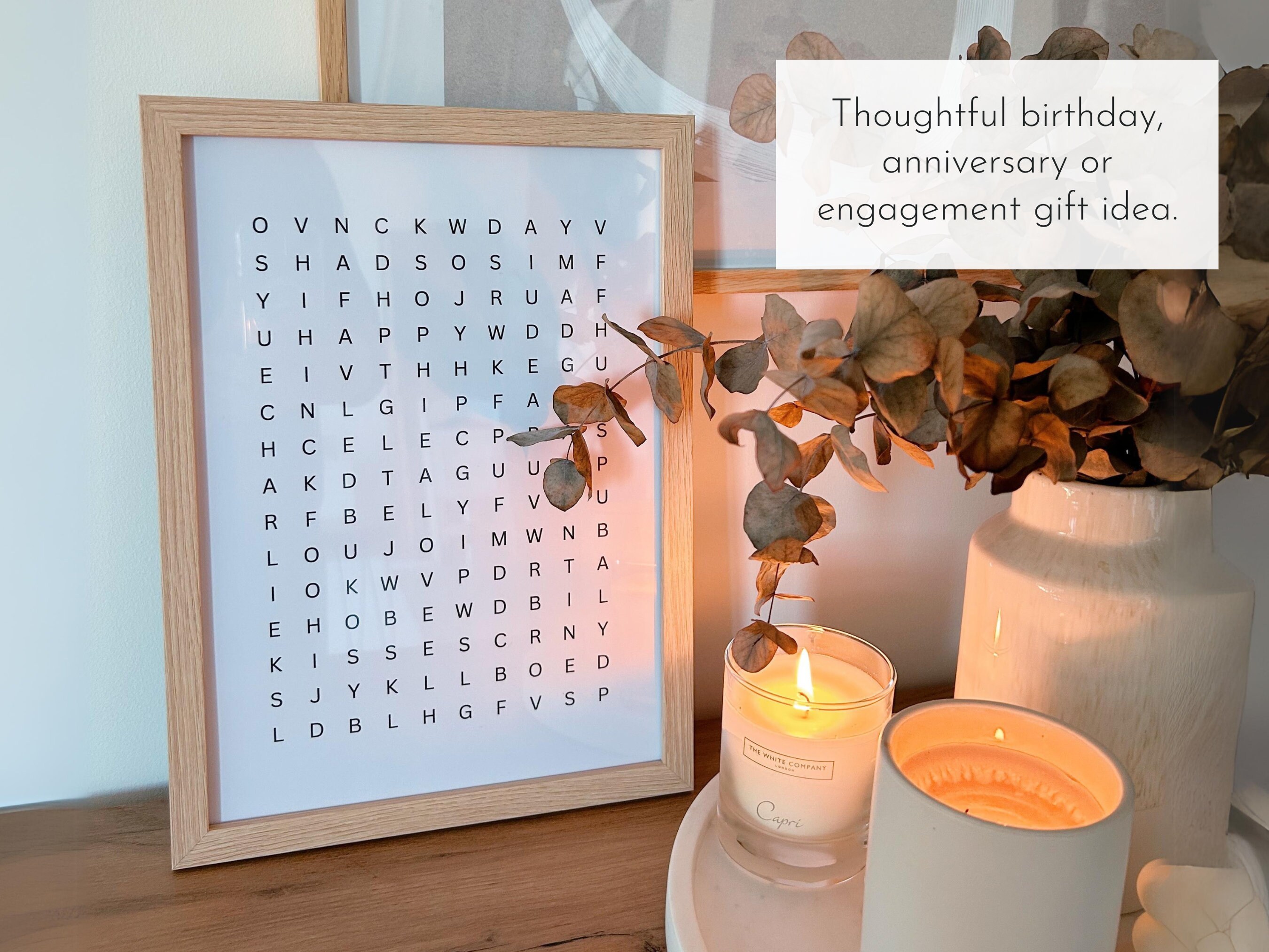 Personalised Word Search Poster. Valentine's Day Gift Idea. Romantic ...
