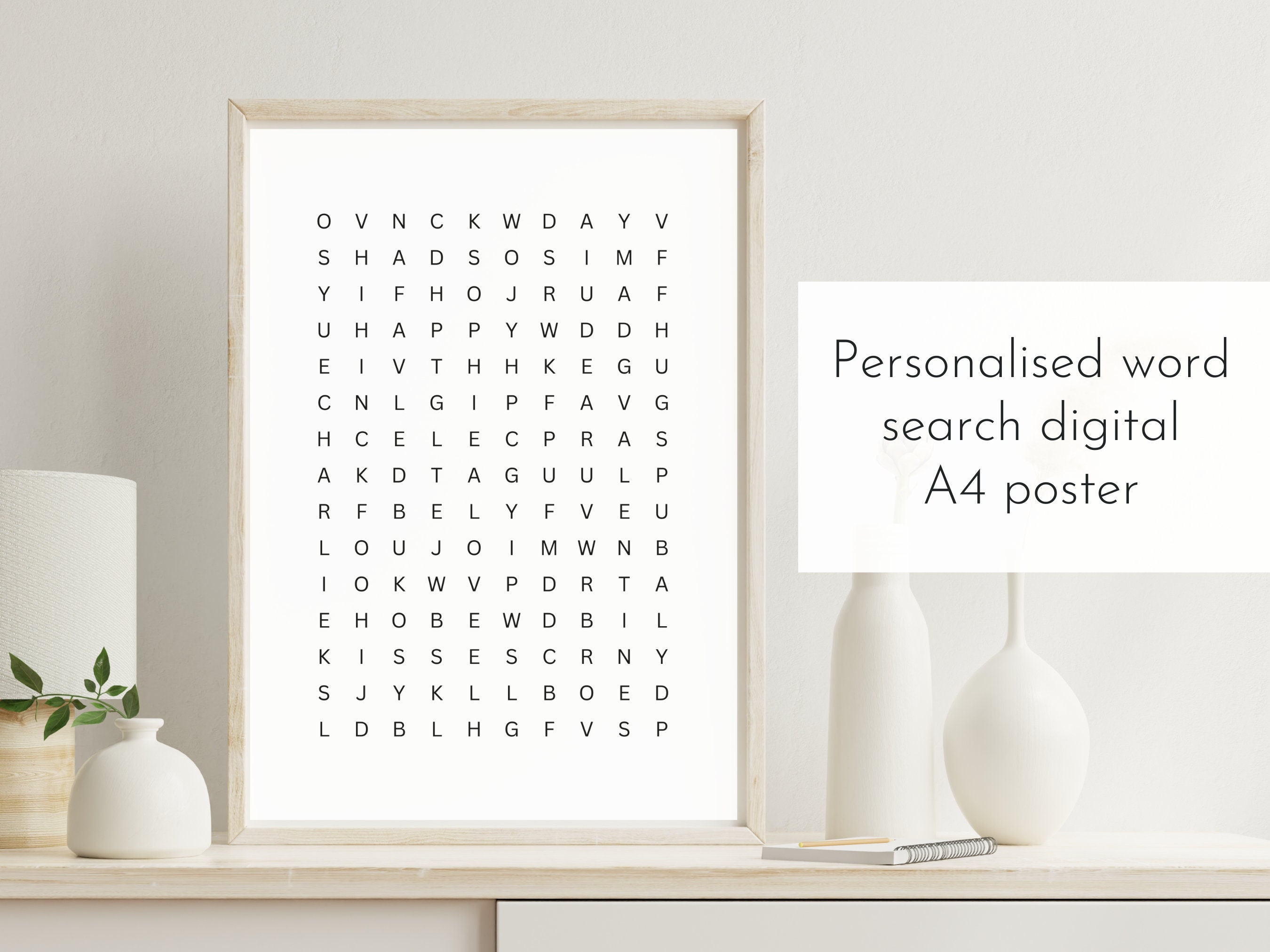Personalised Word Search Poster. Valentine's Day Gift Idea. Romantic ...