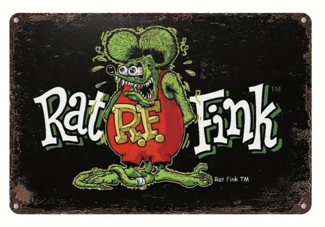 Rat Fink Aluminum Sign Custom Aged Looking Rat Fink Wall Sign ...
