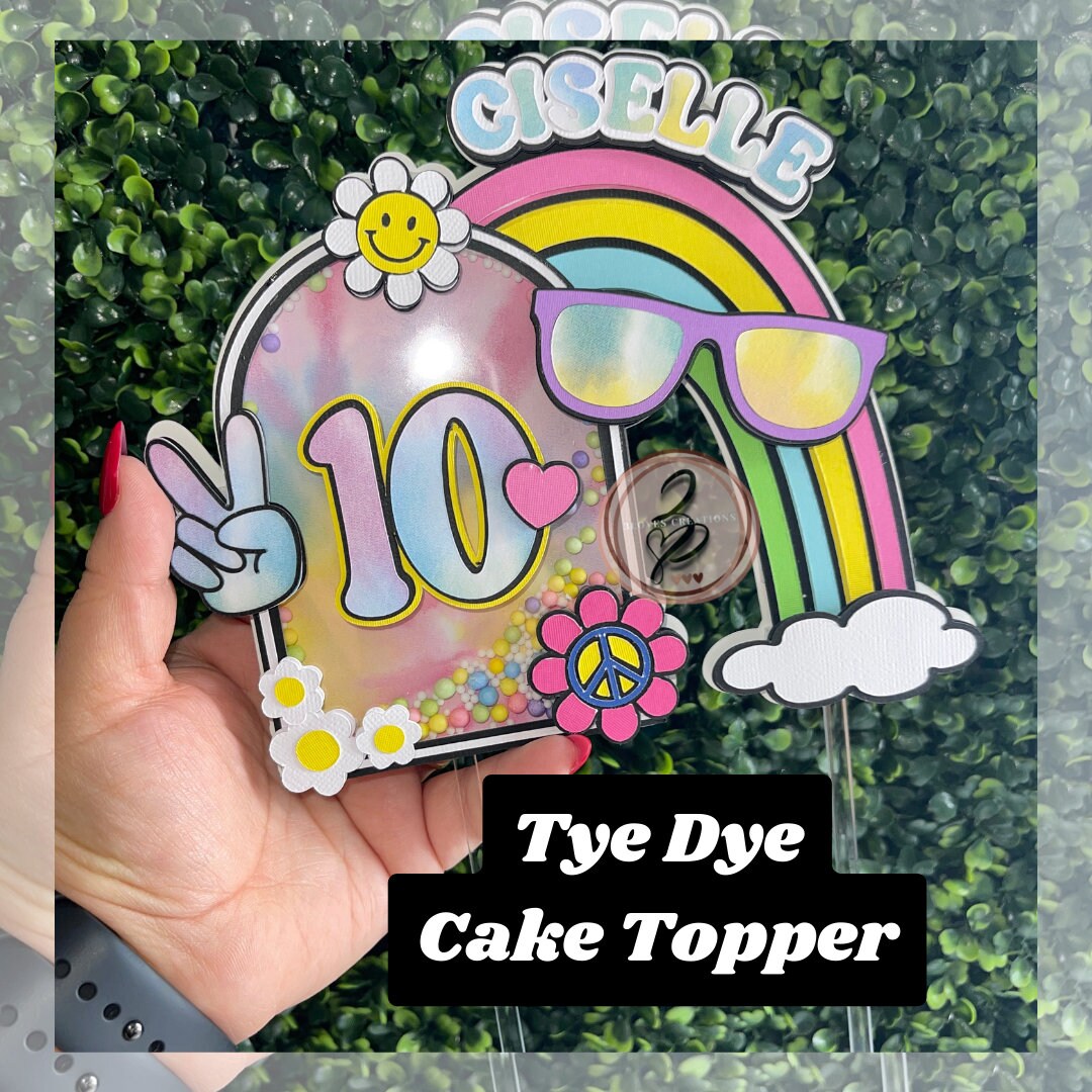 Tye Dye 3D Shaker Cake Topper - Etsy
