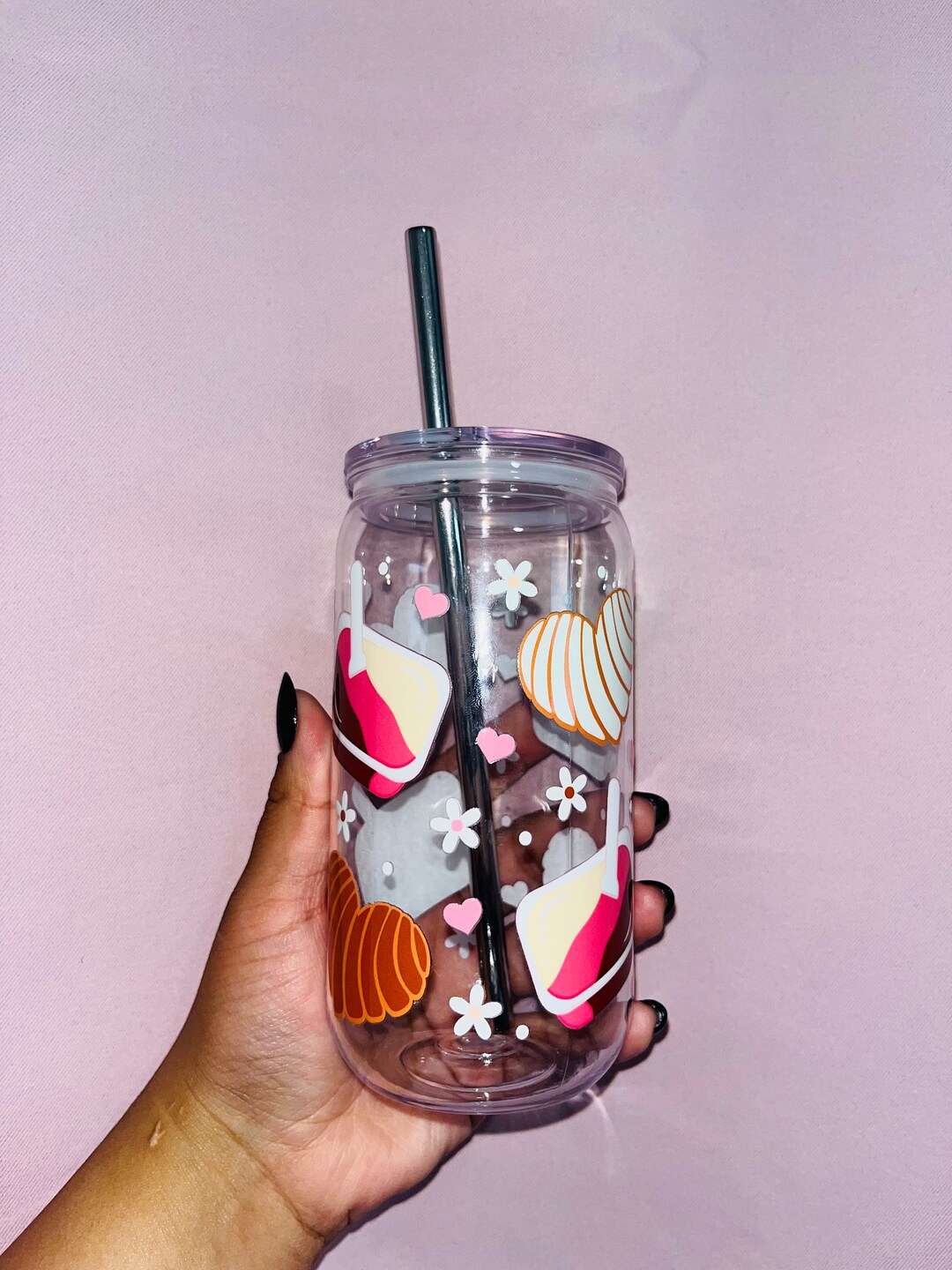 16 Oz Tumbler, Concha Cup, Personalized Tumbler, Acrylic Cup With Lid ...