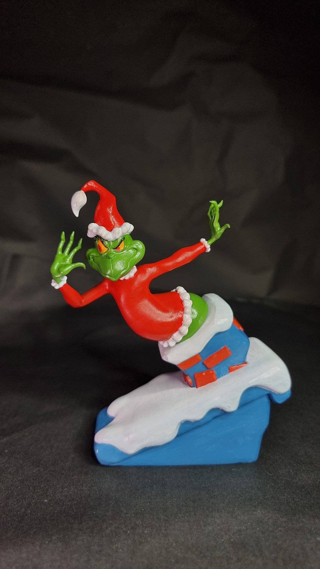 Grinch Christmas Figurine | Grinch in the Chimney - Etsy