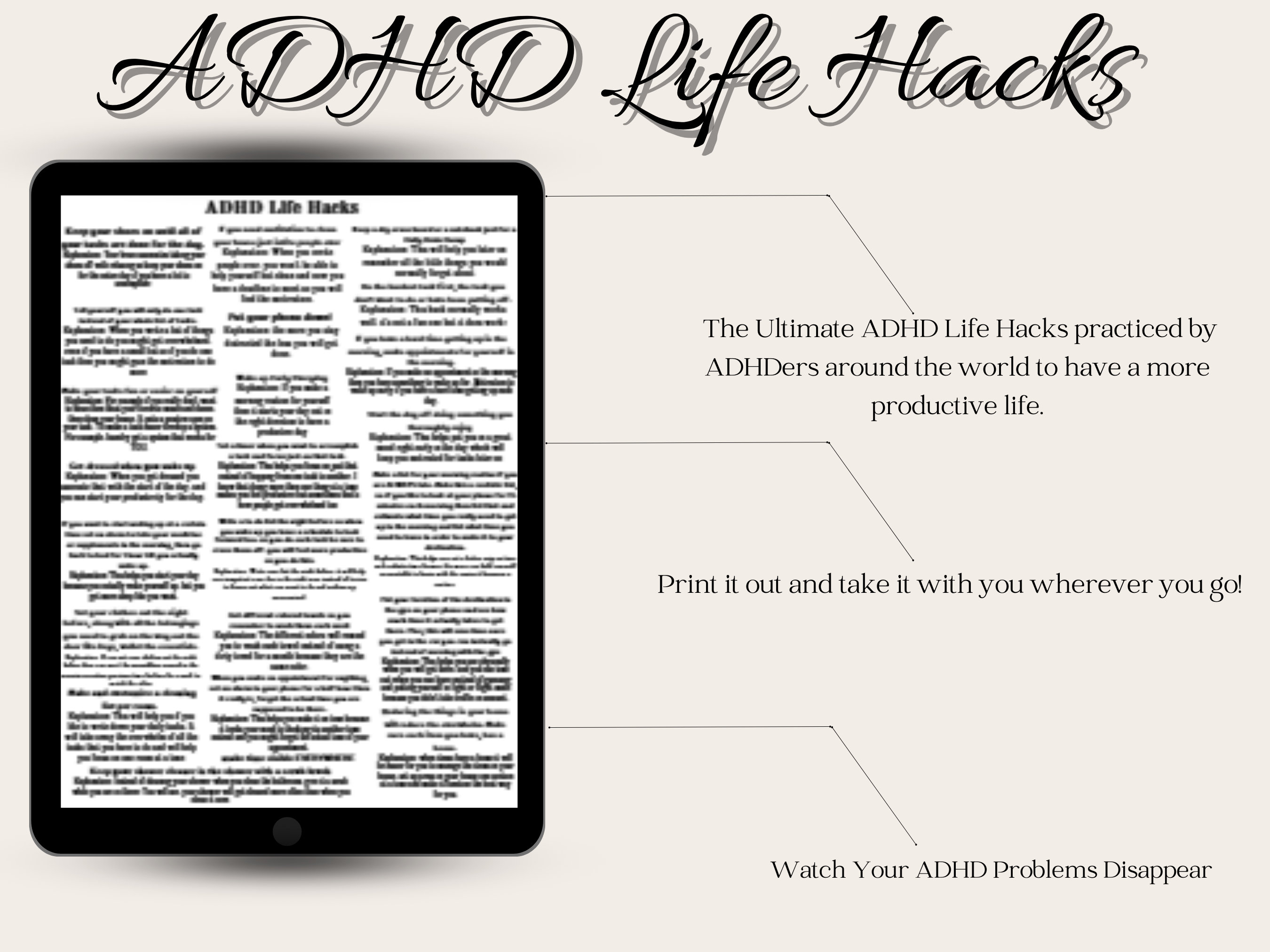ADHD Cheat Sheet: Life Hacks & Productivity Strategies (digital ...