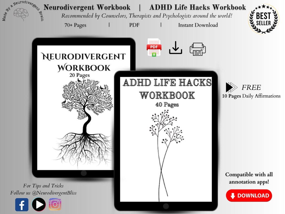 ADHD Life Hacks Workbook for Adults: Neurodivergent Planner (PDF) - Etsy