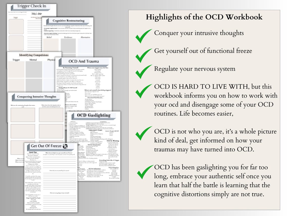 OCD Workbook: Recovery Journal, Intrusive Thoughts, Compulsion Tracker ...