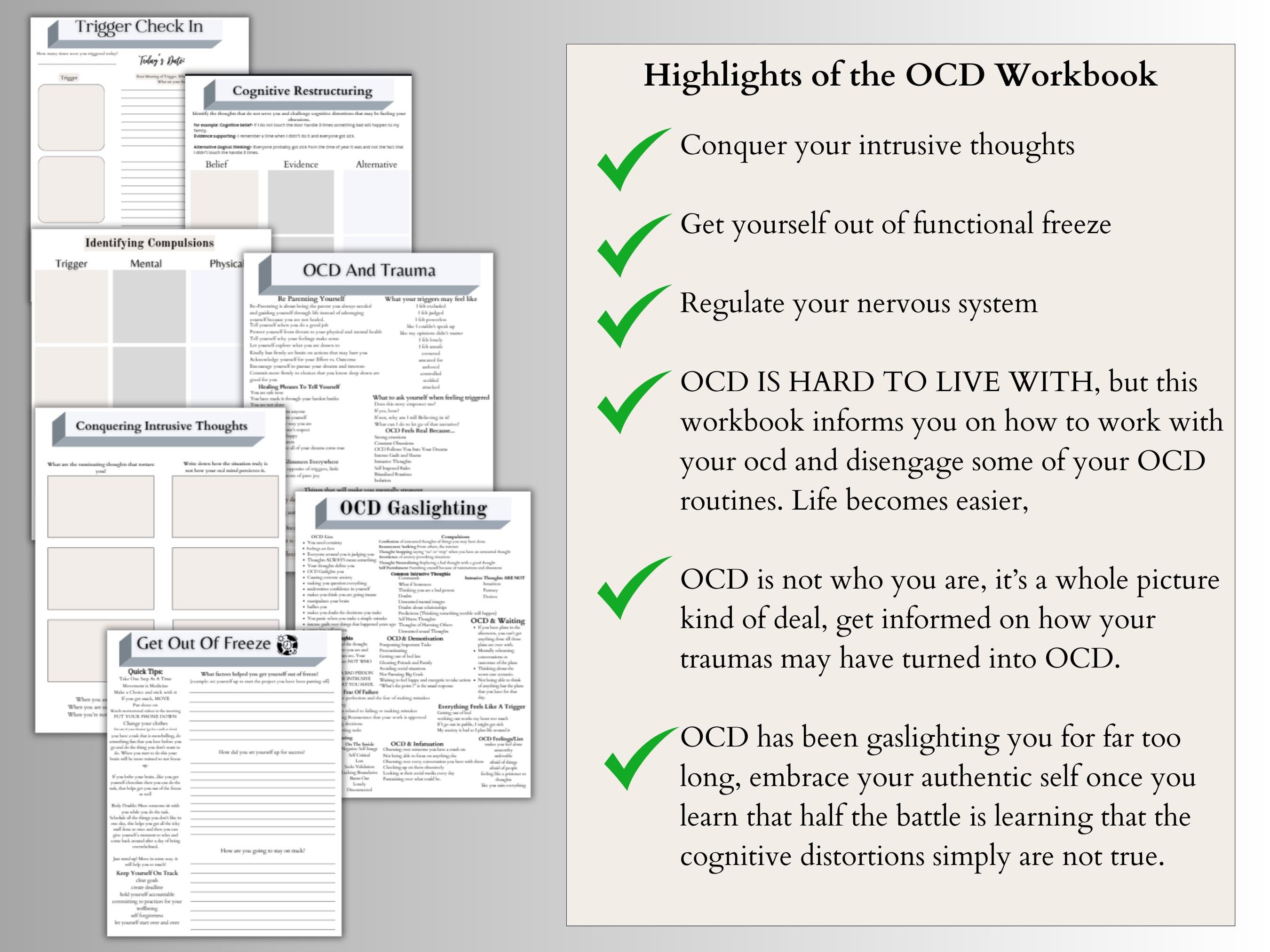 OCD Workbook: Recovery Journal, Intrusive Thoughts, Compulsion Tracker ...