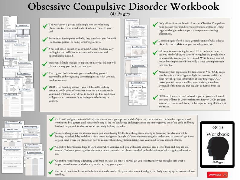 OCD Workbook: Recovery Journal, Intrusive Thoughts, Compulsion Tracker ...