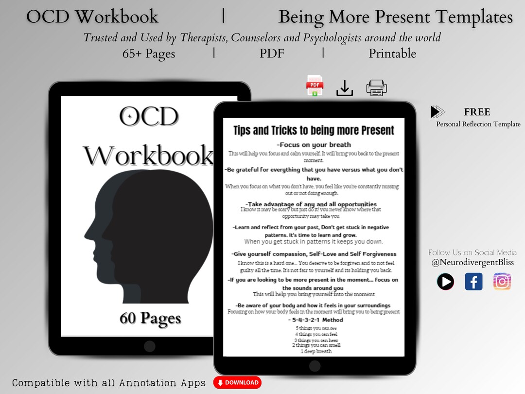 OCD Workbook: Mental Health, Intrusive Thoughts, and Reflection (PDF ...
