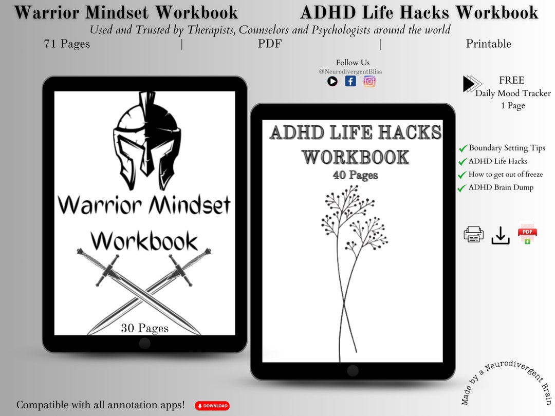 ADHD Life Hacks & Warrior Mindset Workbook (PDF) - Etsy