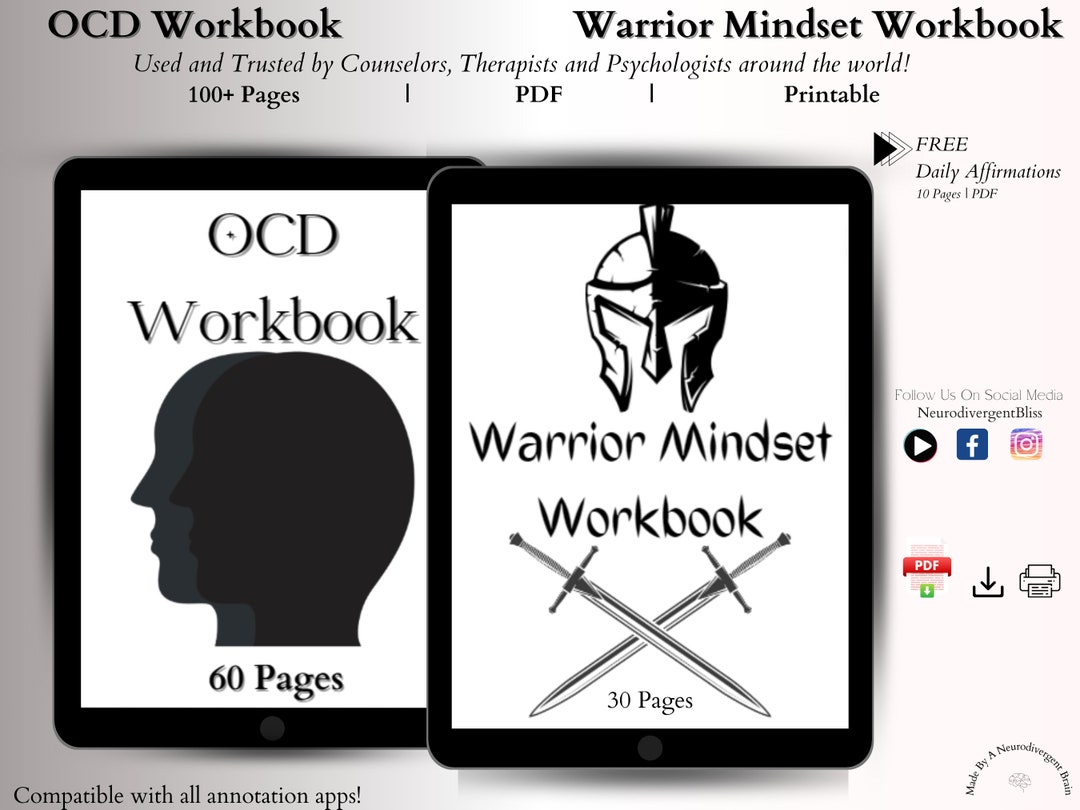 OCD & Warrior Mindset Workbook: Therapy Journal, Daily Affirmations ...