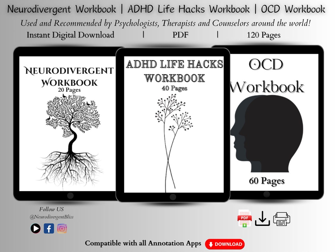 ADHD Life Hacks Digital Workbook| OCD Workbook | Neurodivergent ...