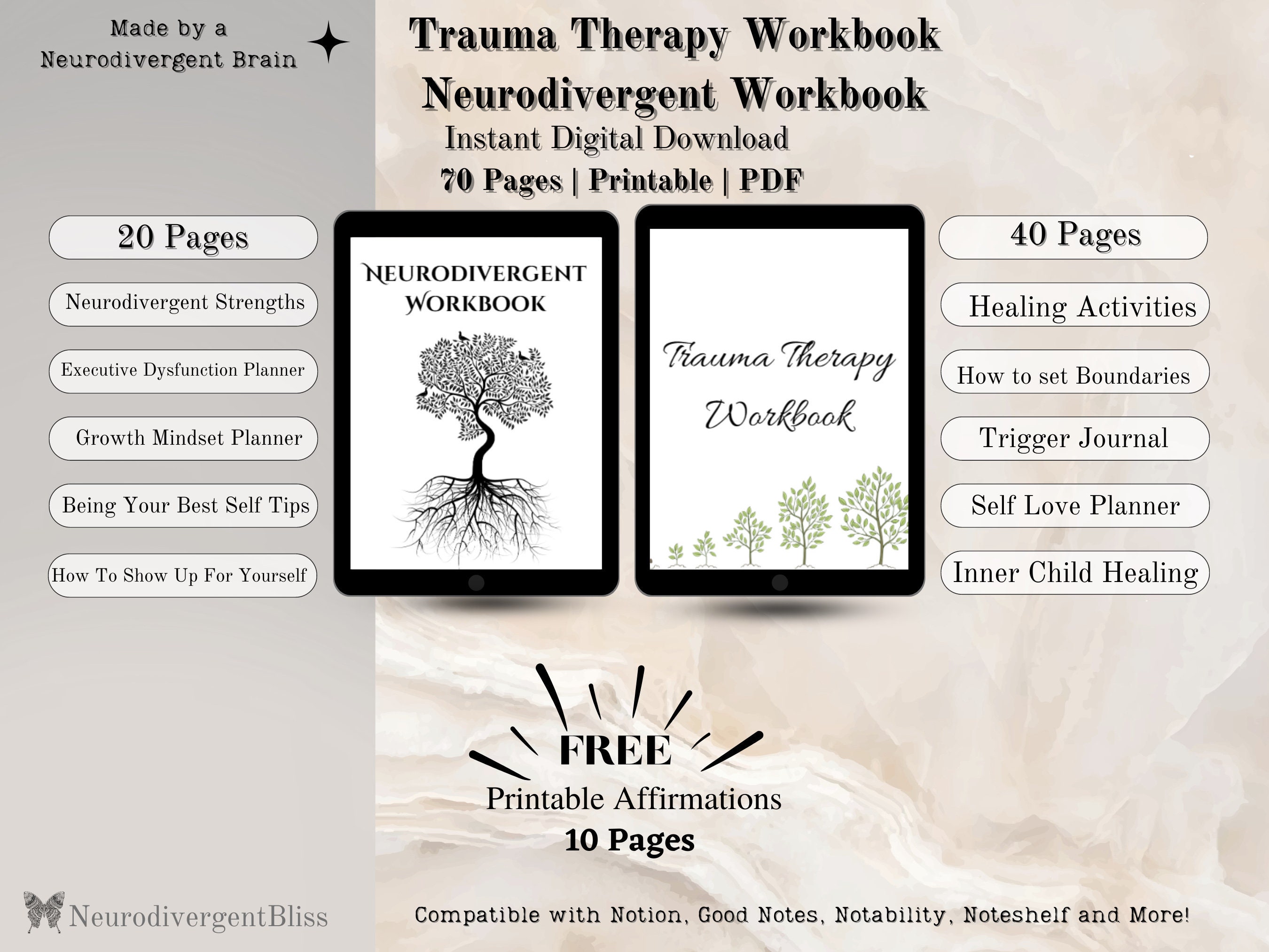 Digital Neurodivergent Printable Planner Trauma Therapy - Etsy Canada