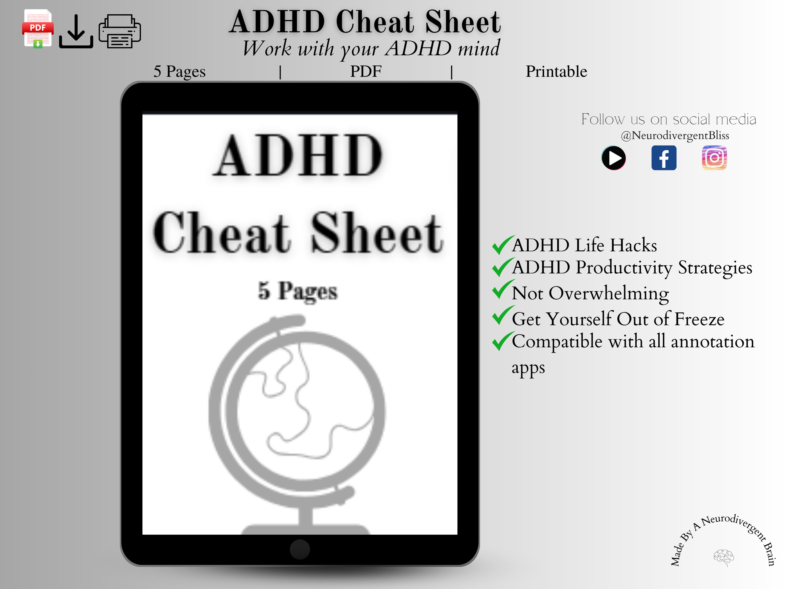 ADHD Digital Template | ADHD Help | ADHD Life | Adhd Mom | Adhd Hacks ...