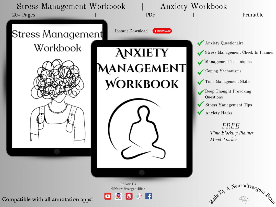 Anxiety & Stress Management Workbook: Coping Skills, Self-care (PDF) - Etsy