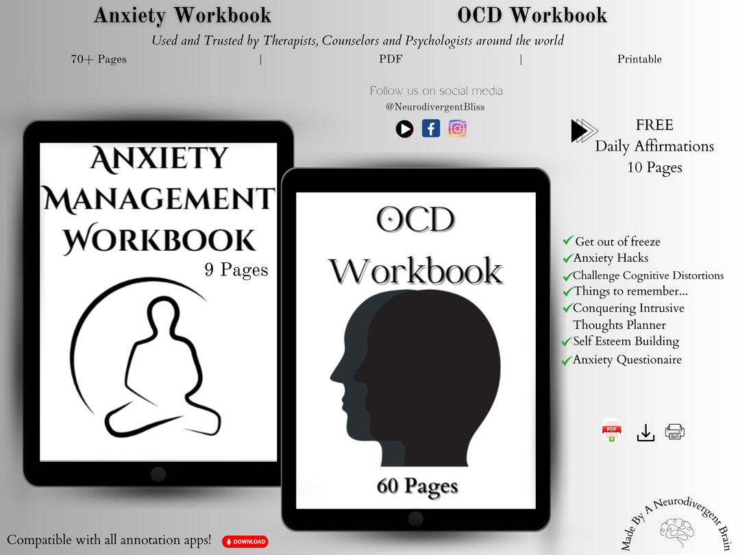 Digital OCD Workbook Pdf | Anxiety Therapy Worksheets | Anxiety ...