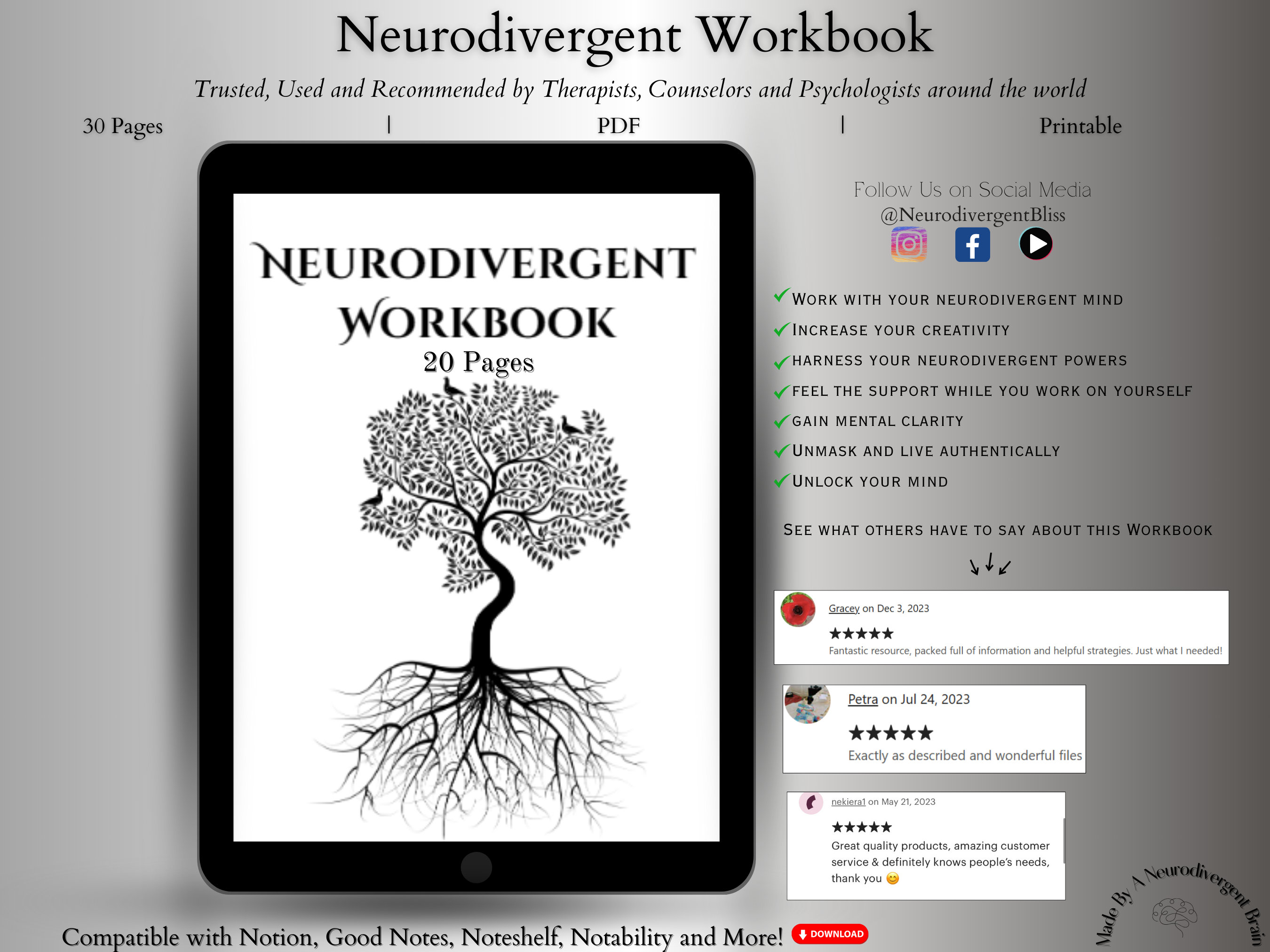 Neurodivergent Digital Workbook | Neurodiversity Resources ...