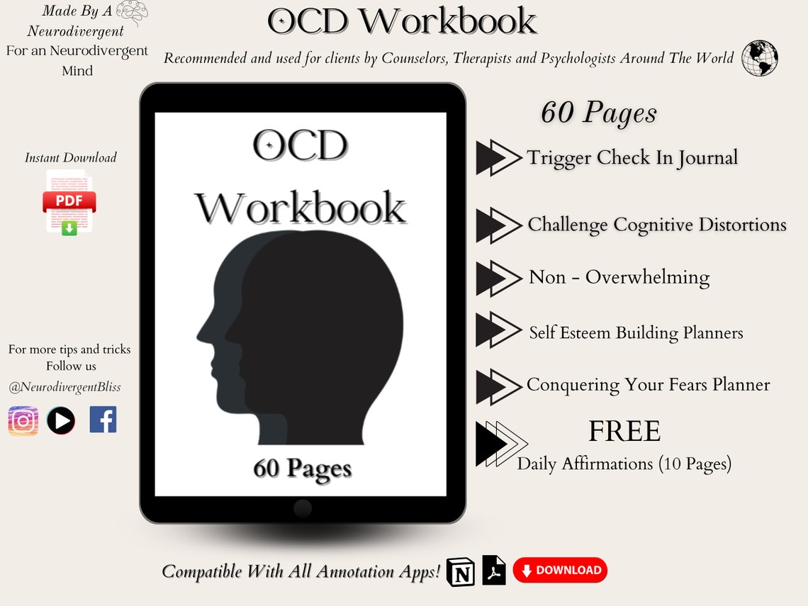 OCD Workbook: Recovery Journal, Intrusive Thoughts, Compulsion Tracker ...