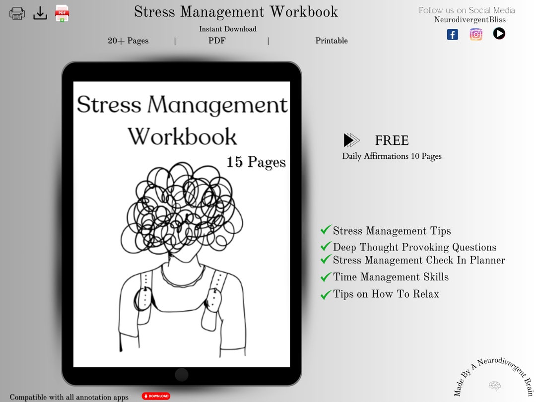 Digital Stress Management Workbook | Stress Management Worksheets ...