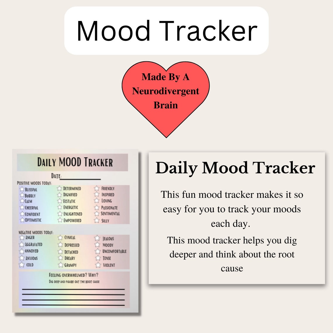 Digital Mood Tracker Mood Tracking Worksheet Mood Tracker for Adults ...