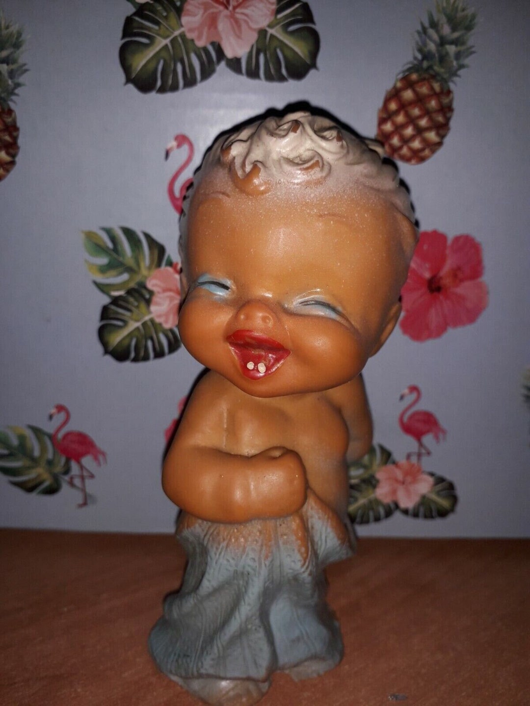 Vintage Rubber Squeaky Doll Toy Baby Girl Holding Towel Collectible ...