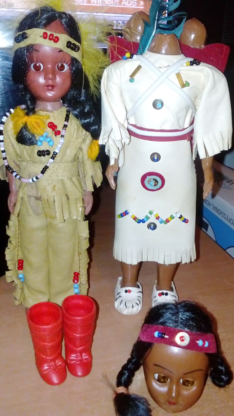 Vintage Native American Doll Celluloid Plastic Retro 70's Kitsch Sleepy ...