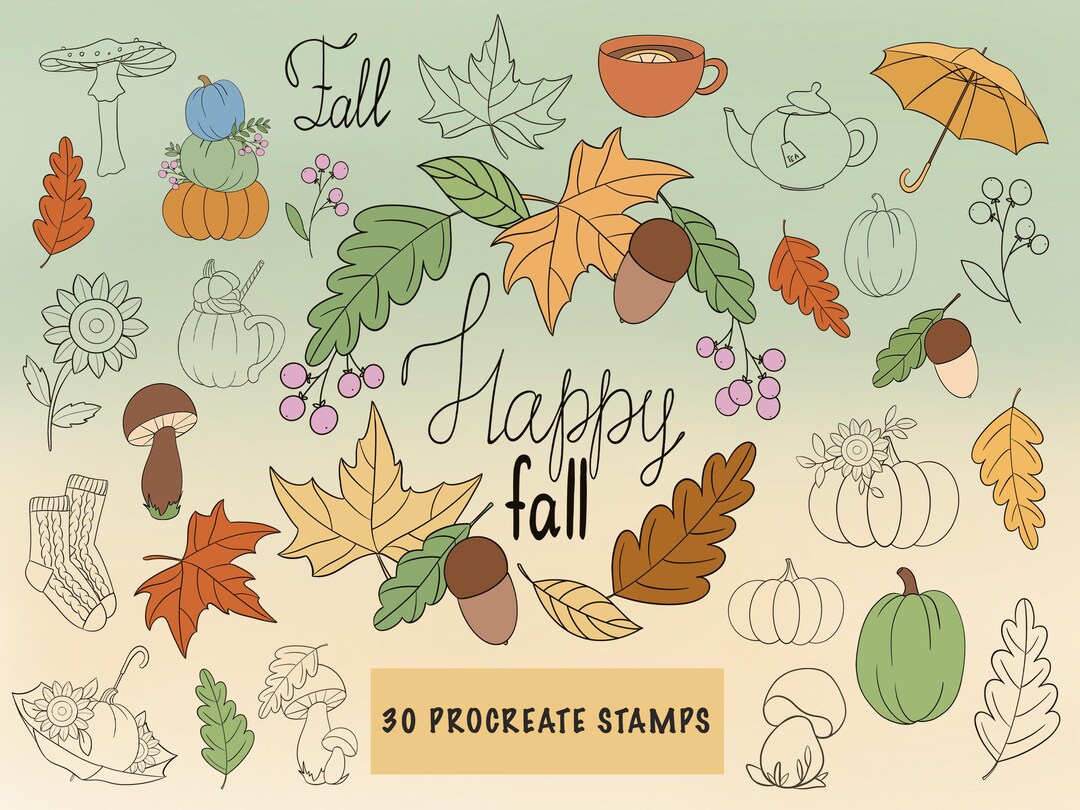 Happy Fall Procreate Stamps/ Procreate Stamps/fall/leaves/pumpkins/fall ...