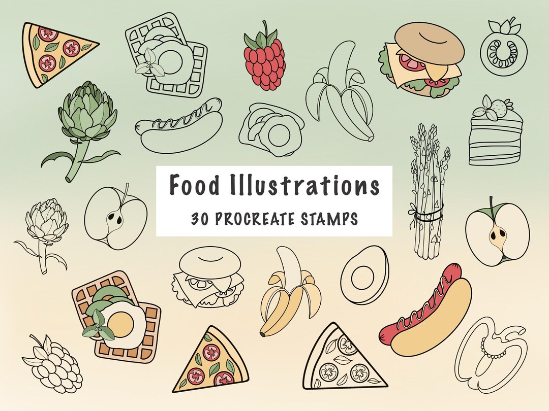 Food Illustrations Procreate Stamps/brushes/procreate/food/menu - Etsy