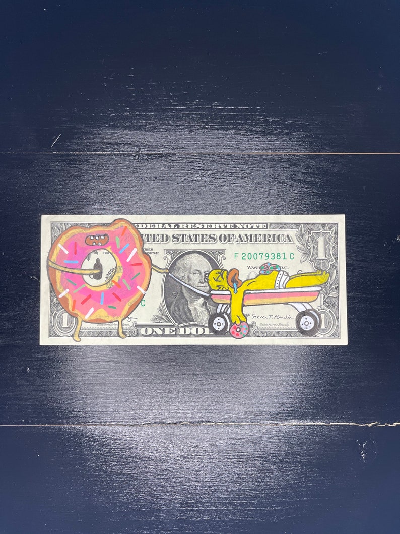 Obra de arte original de Homer Simpson dollar bill | Etsy España