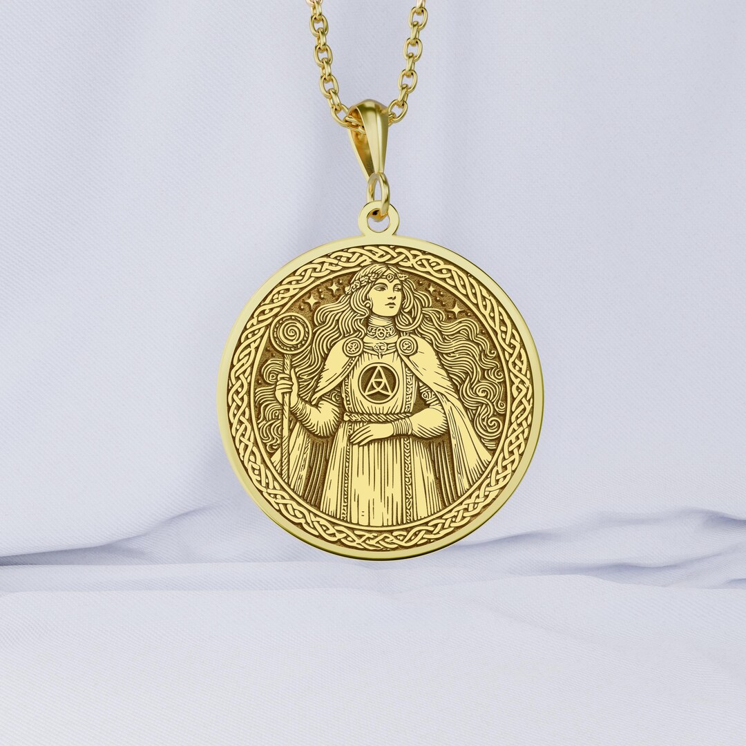 14K Gold Celtic Druid Priestess Pendant | Pagan Goddess Necklace ...