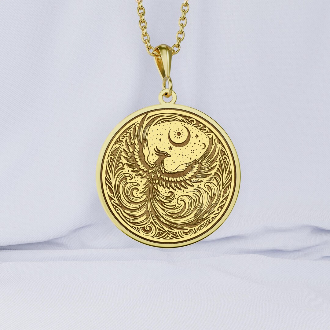 14K Solid Gold Phoenix Necklace – Symbol of Rebirth From the Ashes ...