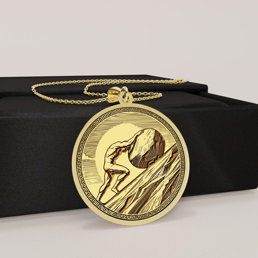 14K Gold Sisyphus Necklace – Symbol of Perseverance & Resilience ...
