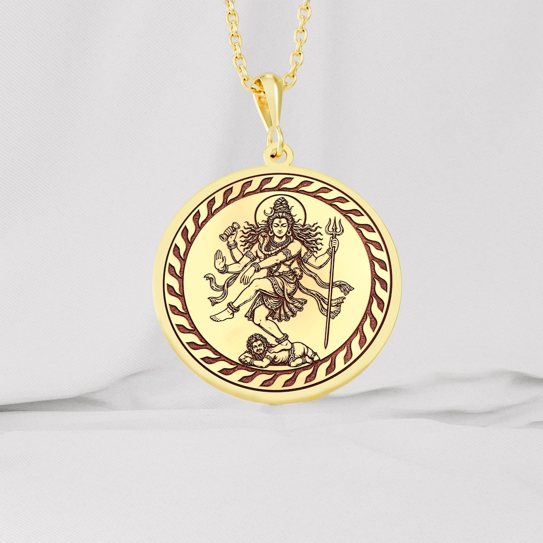 14K Gold Nataraja Shiva Necklace, Cosmic Dance Pendant, Hindu God ...