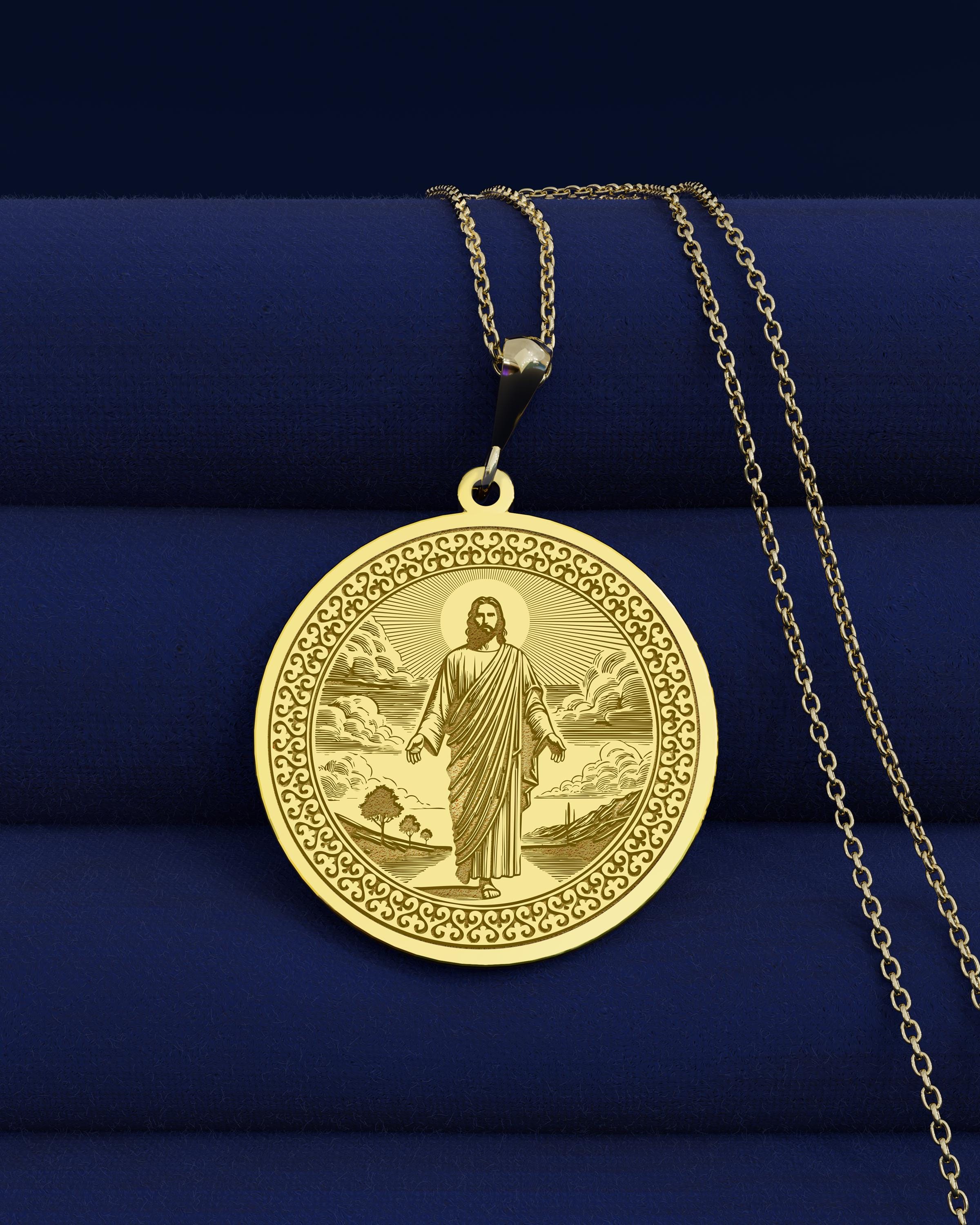 14K Gold Jesus Christ Medallion: Christian Religious Pendant - Etsy