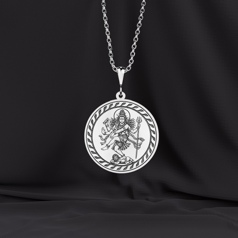 14K Gold Nataraja Shiva Necklace, Cosmic Dance Pendant, Hindu God ...