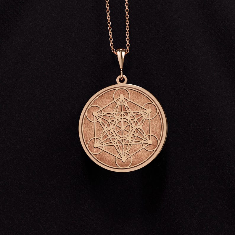 14K Gold Metatron's Cube Necklace: Sacred Geometry Amulet - Etsy