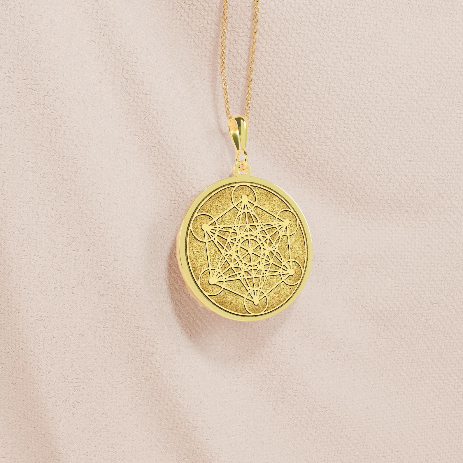 14K Gold Metatron's Cube Necklace: Sacred Geometry Amulet - Etsy