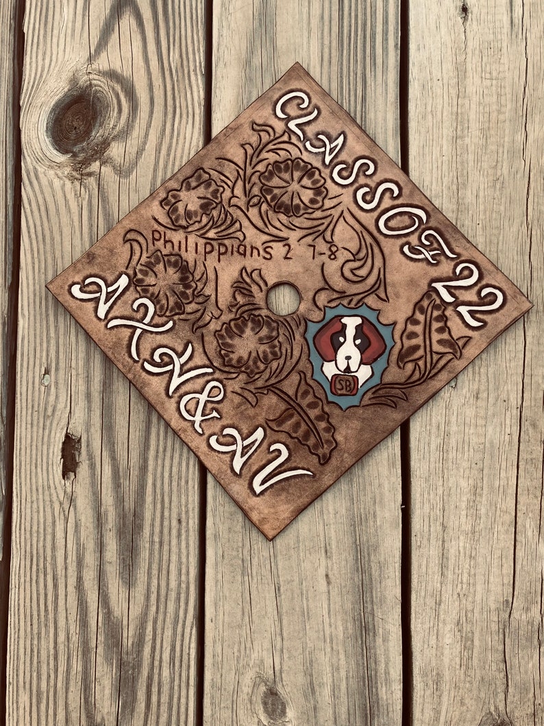 Customizable Hand Tooled Leather Graduation Cap Topper - Etsy